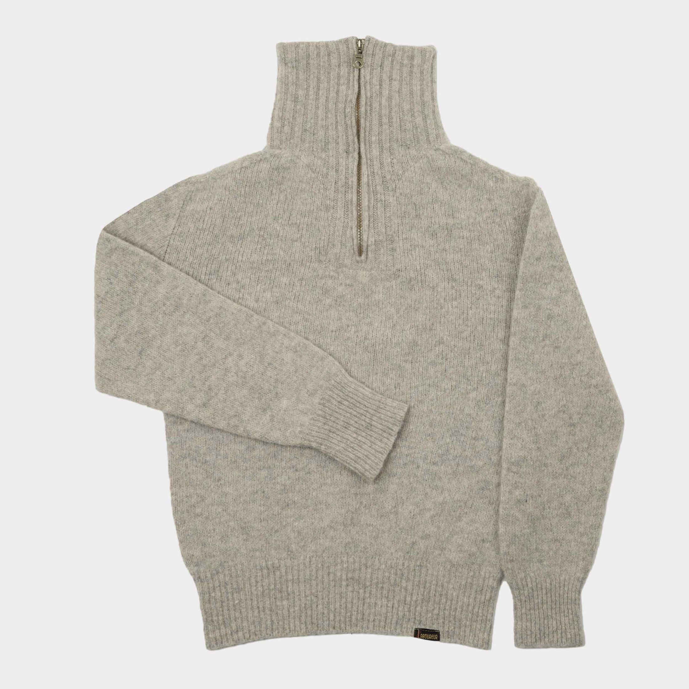 Le Laboureur Recycled Wool Quarter Zip Sweater in Ecru – Gardenheir