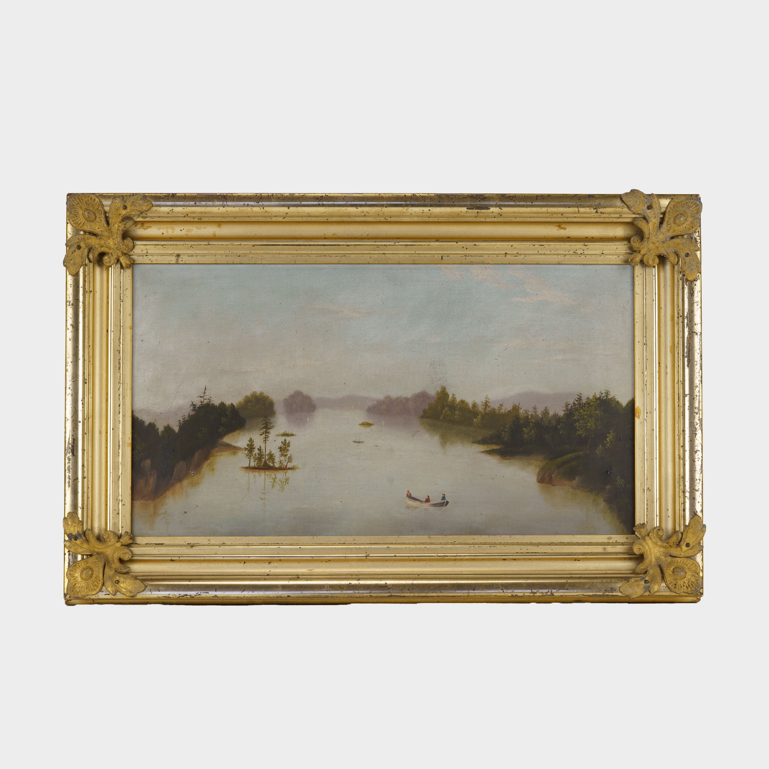 Antique Painting of Canoers, New York – Gardenheir