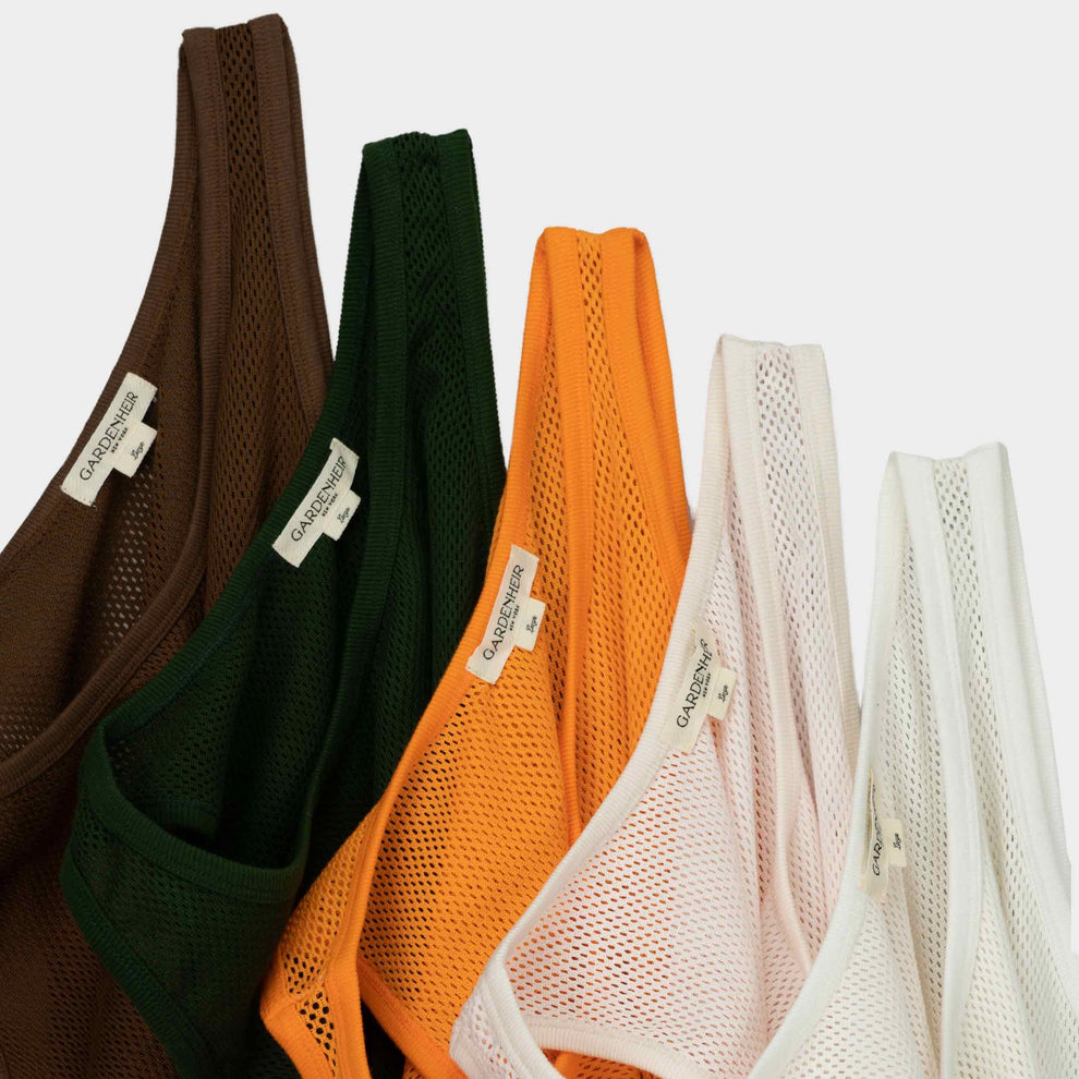 Cotton Mesh Tank Top in Alabaster – Gardenheir