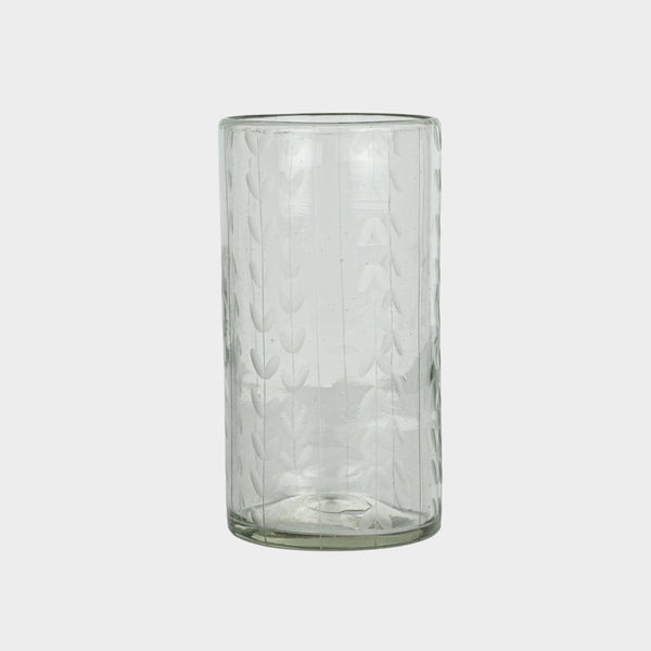 Leaf Etched Drinking Glasses in Blown Recycled Glass – Gardenheir